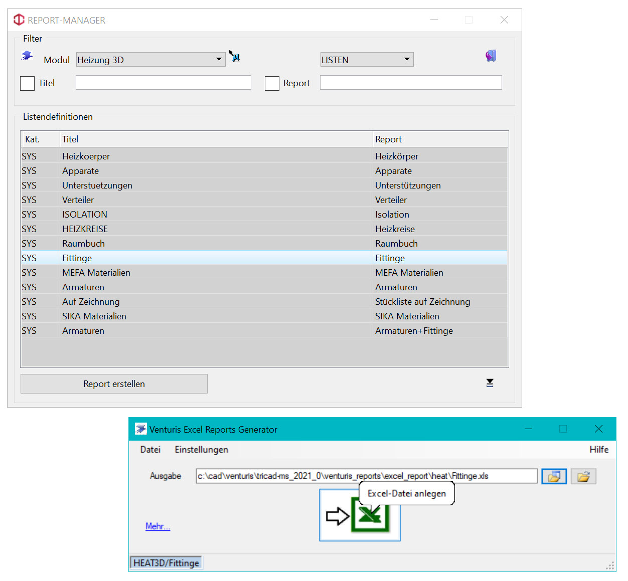 REPORTMANAGER - VenturisIT GmbH / TRICAD MS - die 3D Planungsumgebung